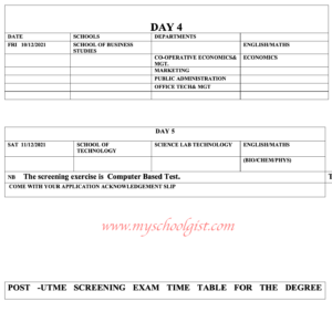 IMT Post UTME Screening Timetable for 2021/2022 | ND & Degree