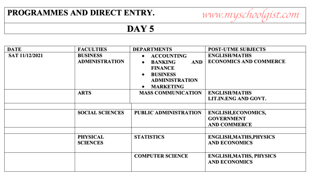 IMT Post UTME Screening Timetable for 2021/2022 | ND & Degree