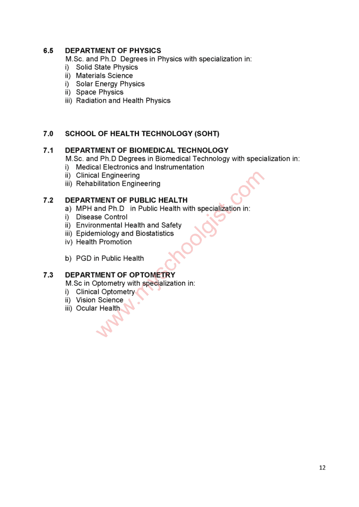 Complete List of FUTO Postgraduate Courses