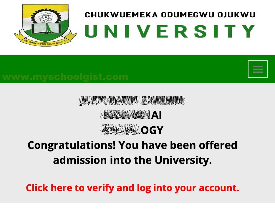 [COOU] ANSU Admission List 2021/2022