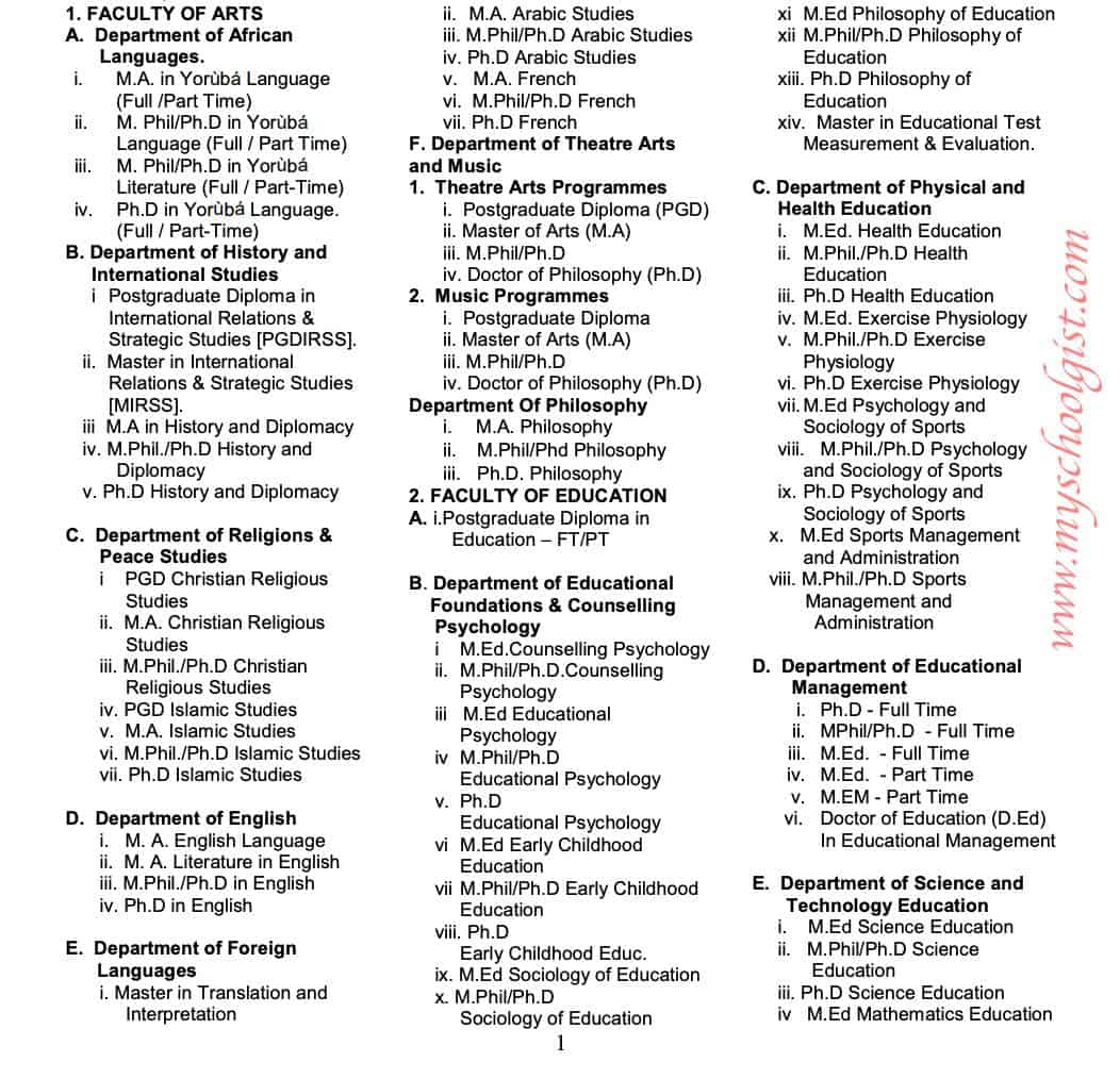 LASU Postgraduate Courses & Requirements 2022/2023