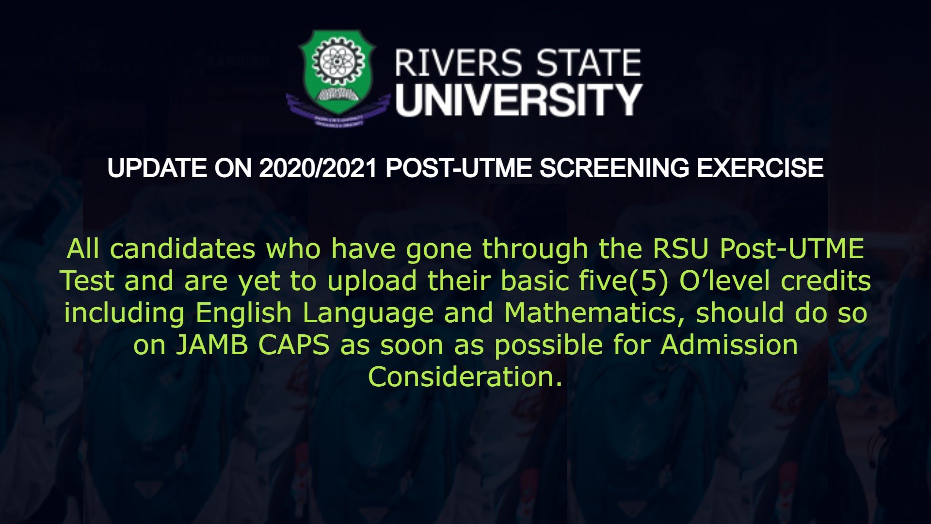 RSU Admission List For 2020/2021 Academic Session - MySchoolGist