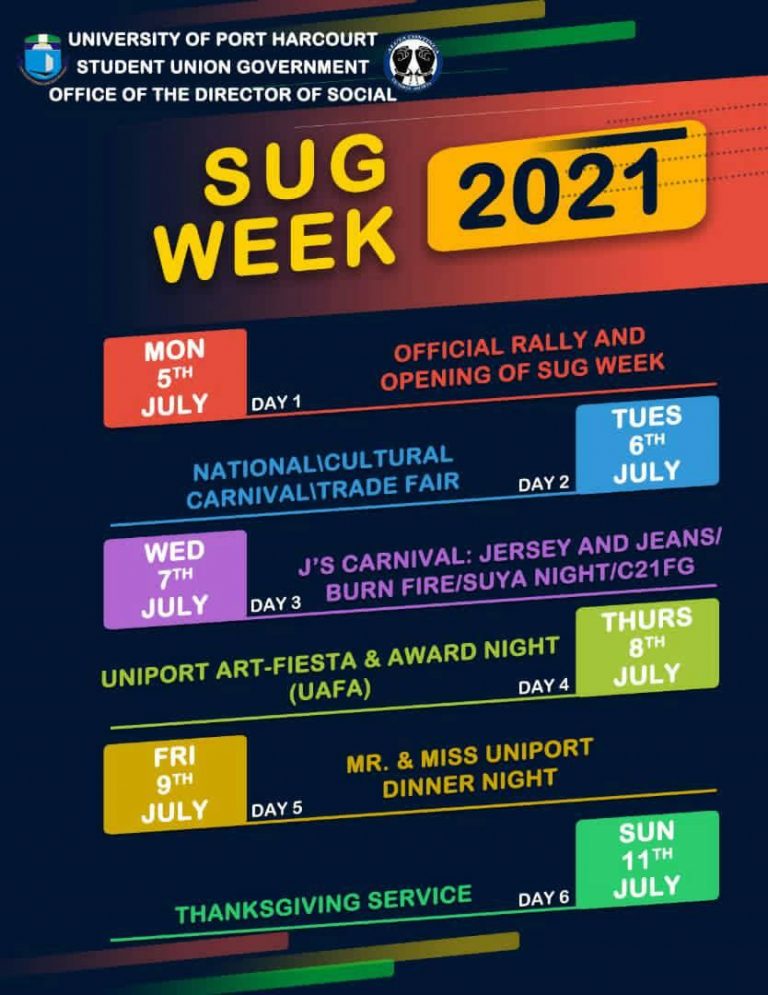 UNIPORT SUG Week Programme of Events 2021