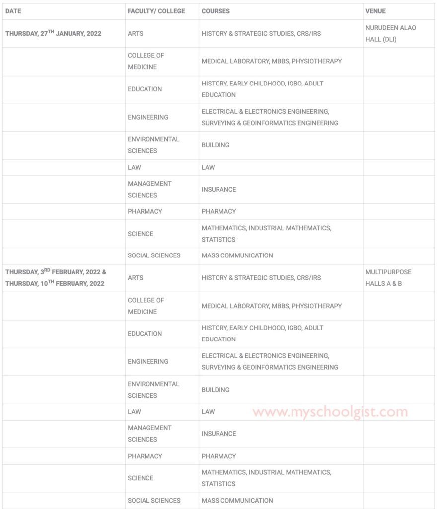 UNILAG Registration & Screening Procedure for Freshmen 2021/2022