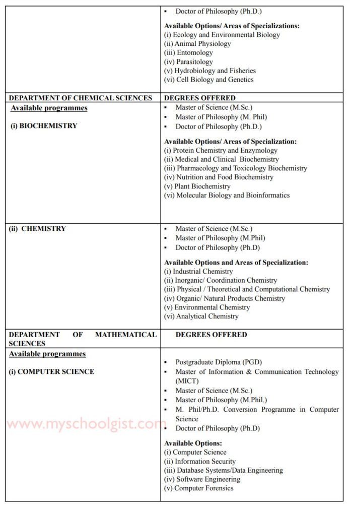 OAUSTECH Postgraduate Courses