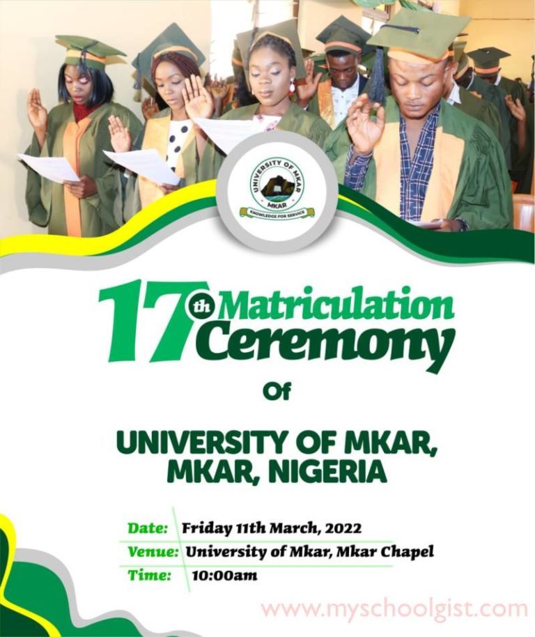University of Mkar (UMM) 17th Matriculation Ceremony 2021/2022