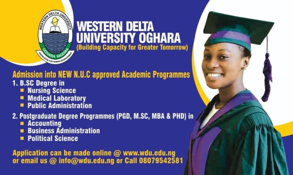 WDU Admission Forms into NUC Newly Approved Programmes 2022