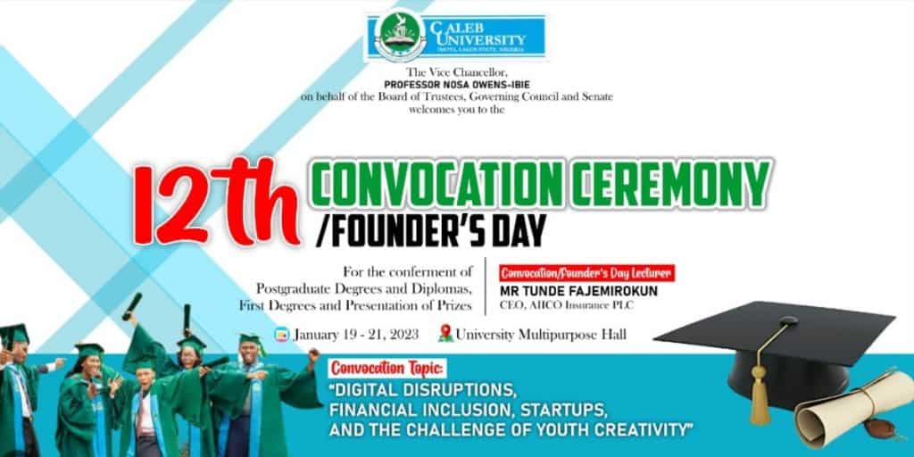 Caleb University 12th Convocation Ceremony Schedule - MySchoolTrick