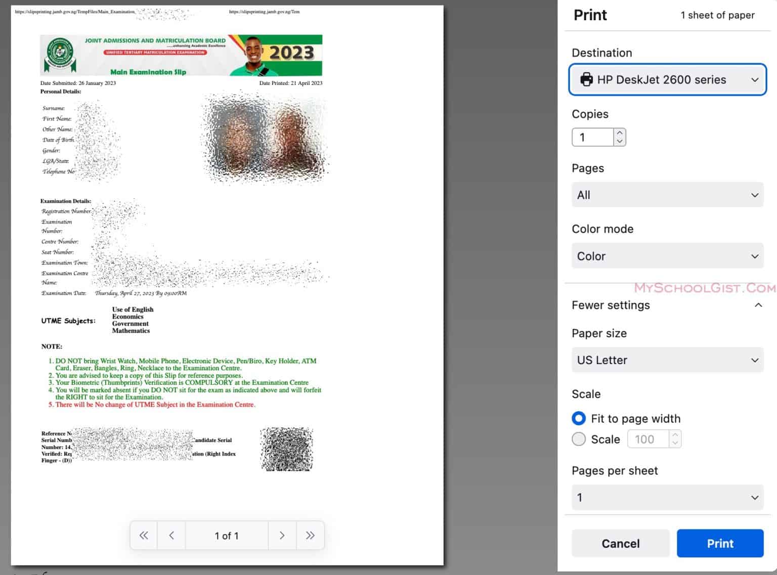 How to Reprint JAMB UTME Exam Slip 2023 on Phone & PC • MySchoolGist