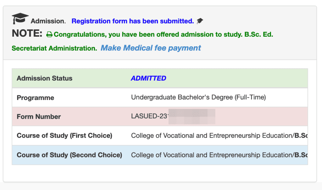 LASUED Admission List 2025/2026, how to check and next steps
