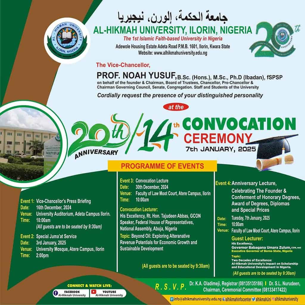 Al-Hikmah University 20th Anniversary & 14th Convocation Ceremony