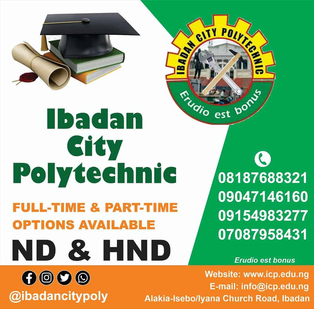 Ibadan City Poly Admission Form 2025/2026 | ND & HND FT/PT