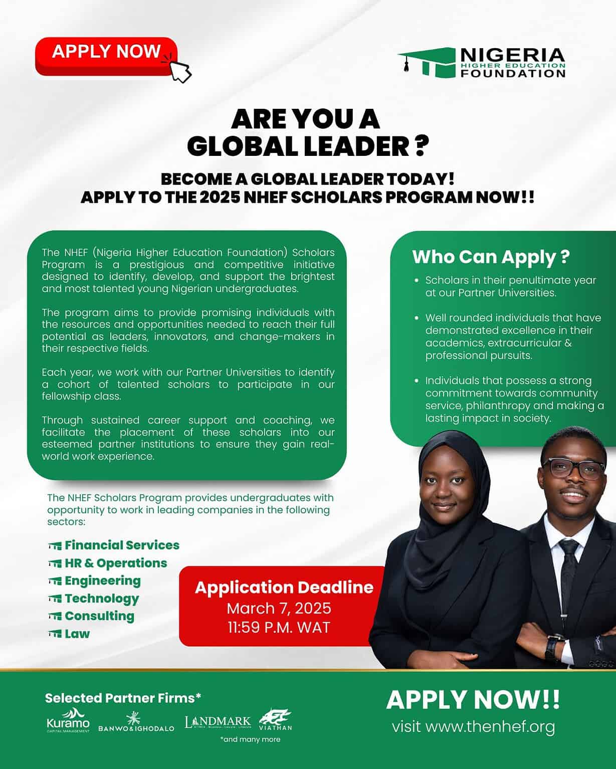 Apply for NHEF Scholars Programme 2025